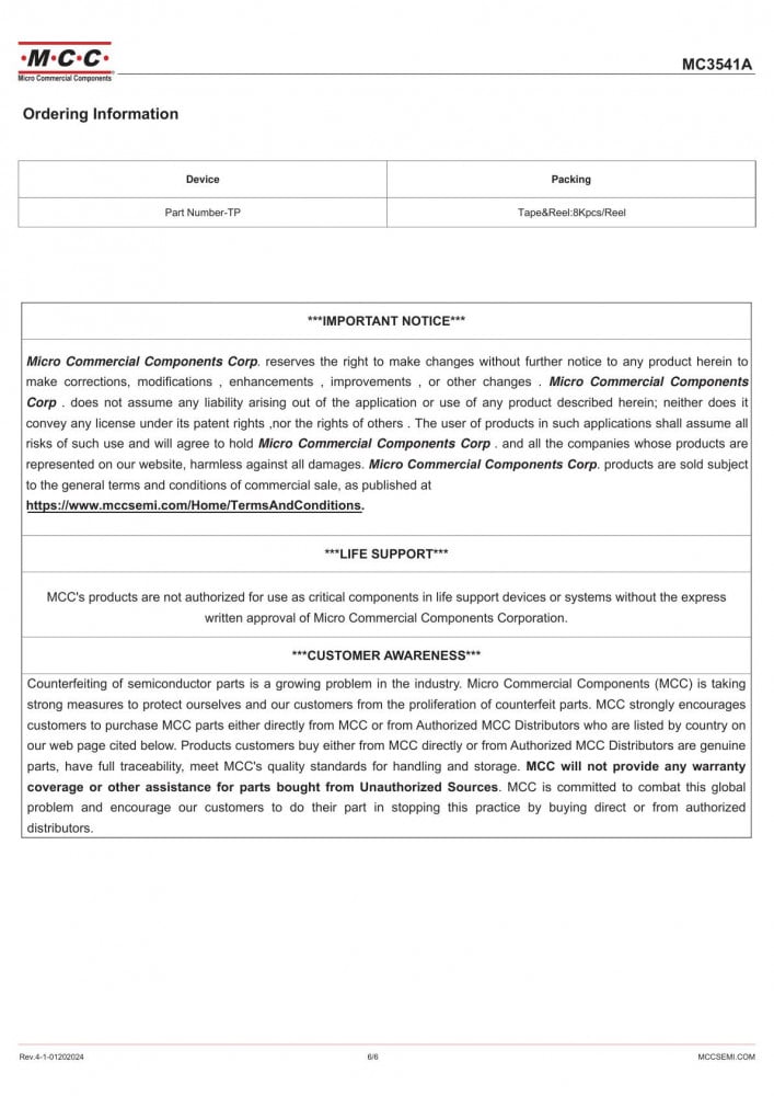 MC3541A-TP datasheet page 6