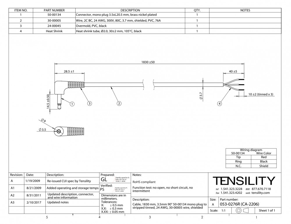 Tensility International 053-0276R product drawing preview