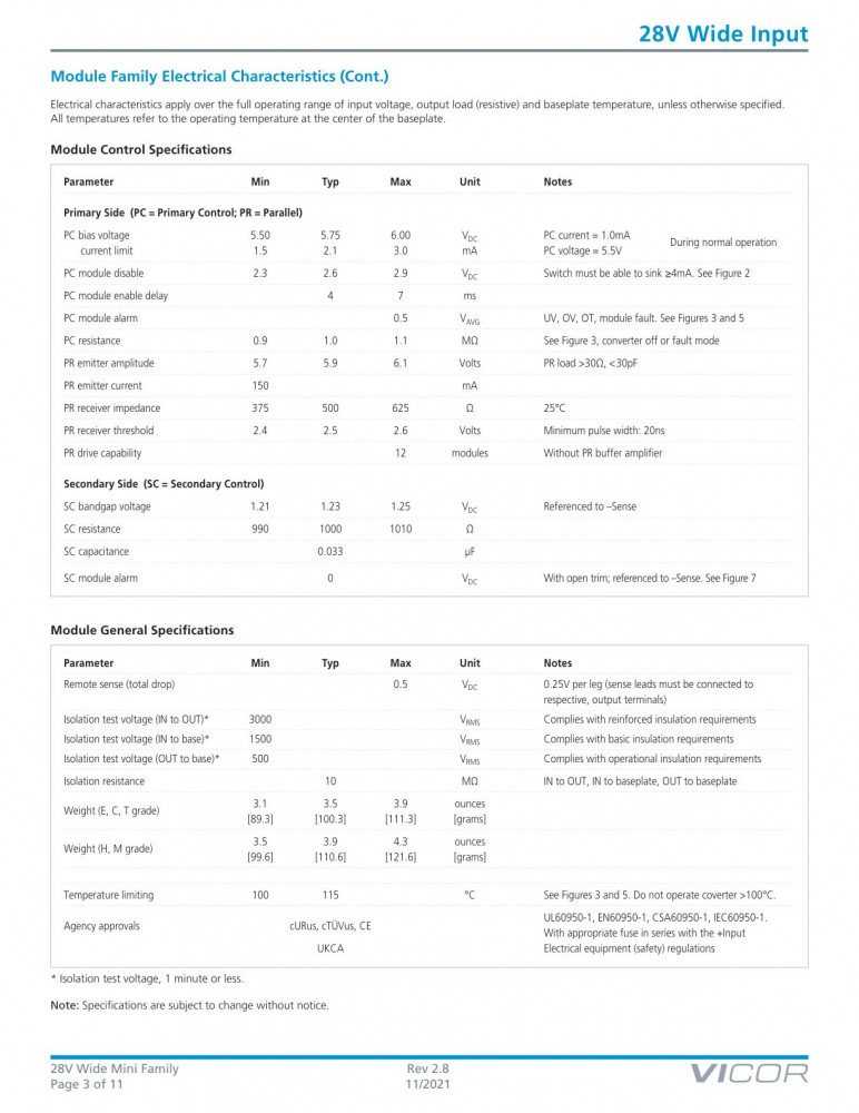 VICOR datasheet page 3