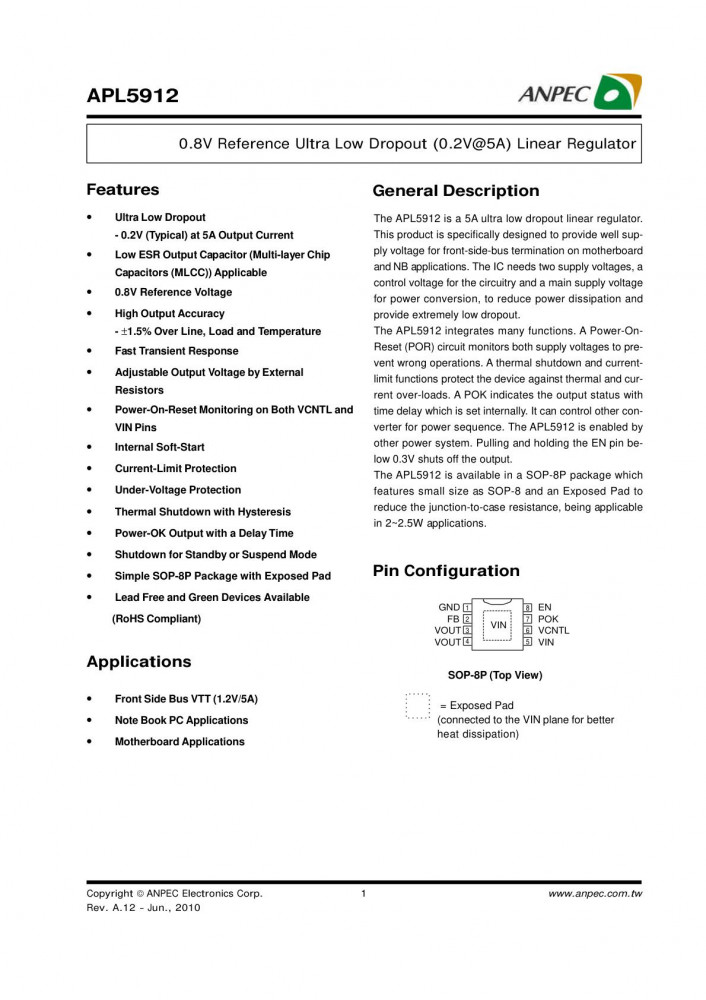 APL5912 datasheet page 1