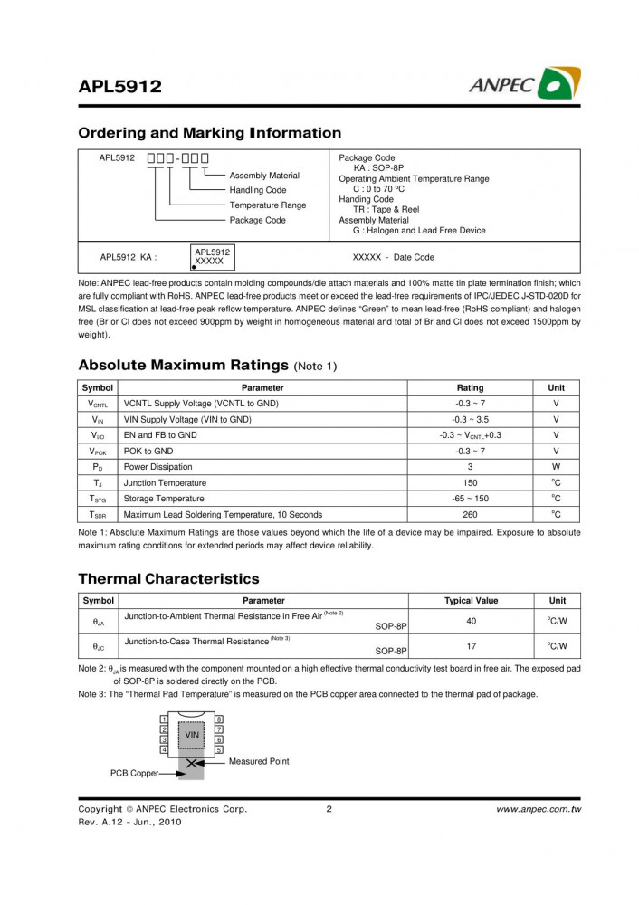 APL5912 datasheet page 2