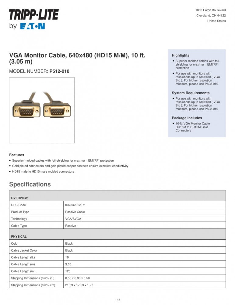 P512-010 technical document page 1