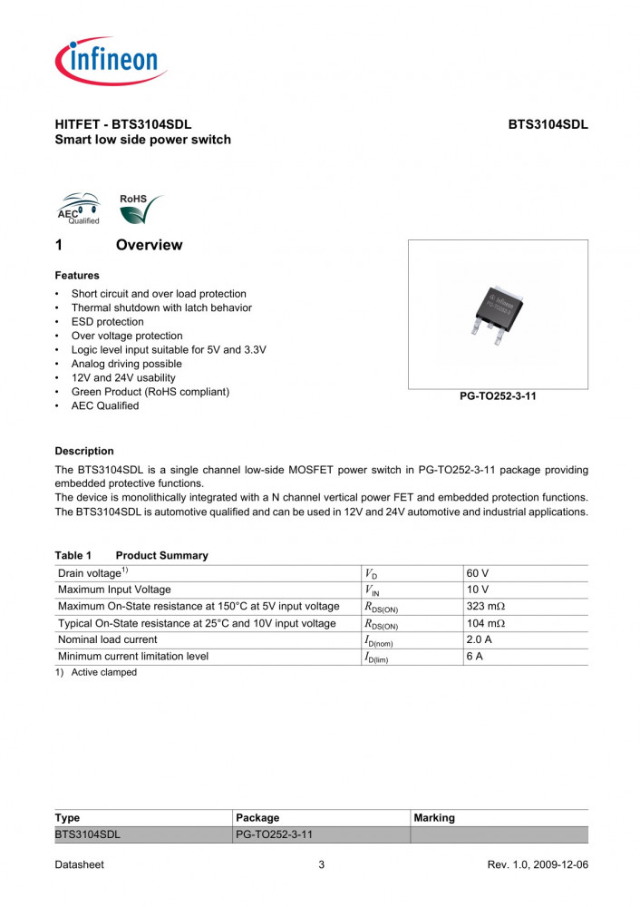 BTS3104SDL datasheet page 3