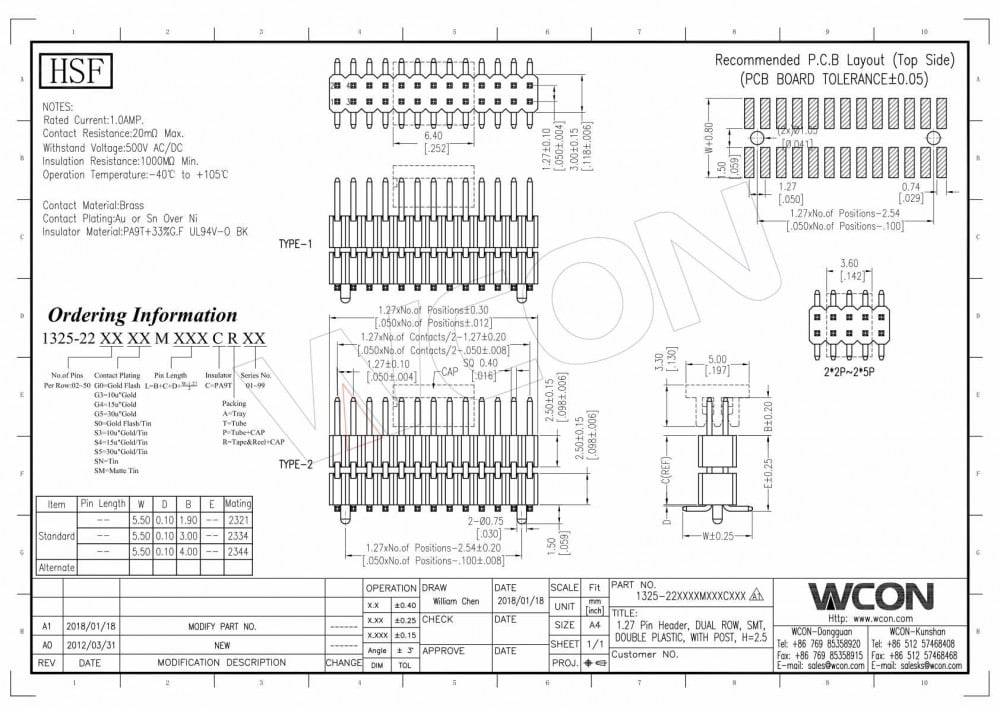 Wcon 1325-2209G0M220CP01 technical document preview