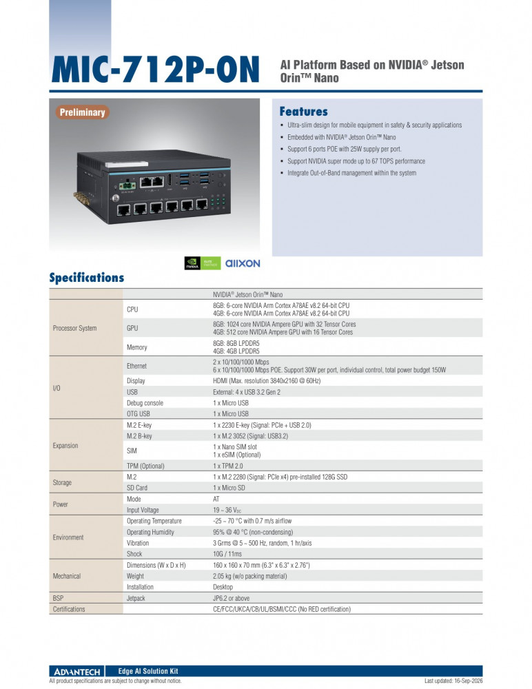MIC-712P-ON technical document page 1