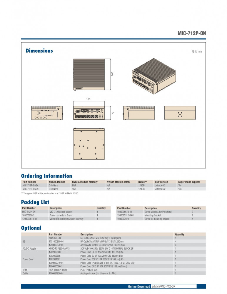 MIC-712P-ON technical document page 2