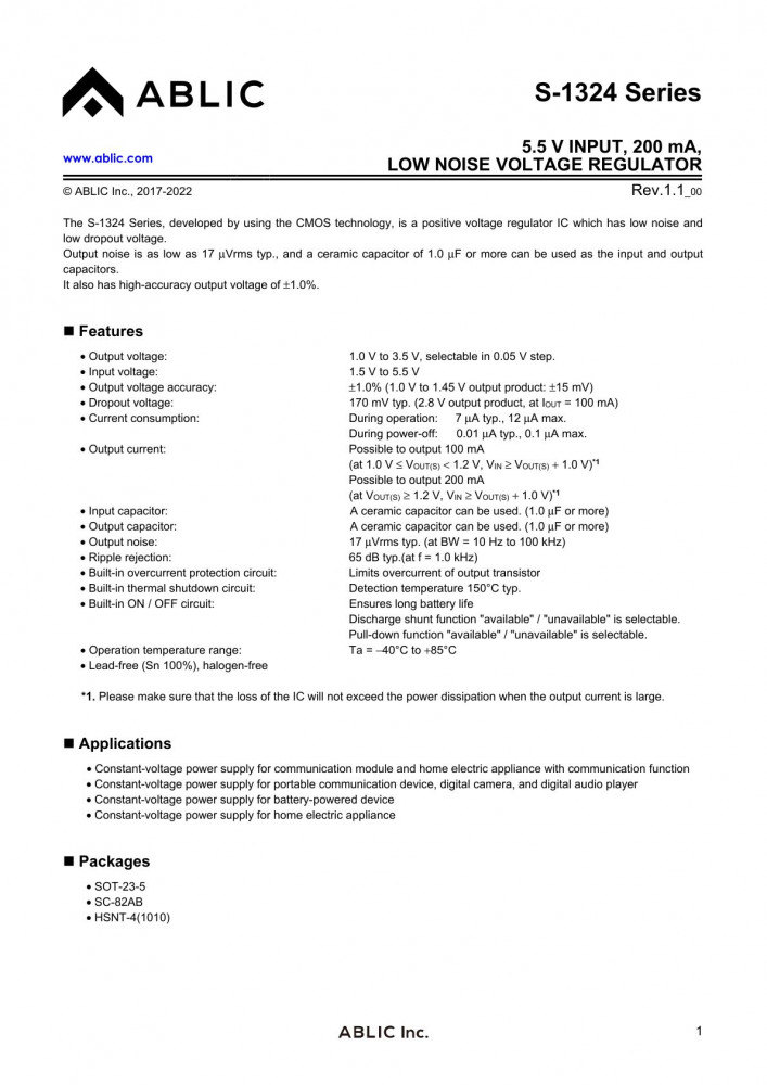 S-1324 datasheet page 1