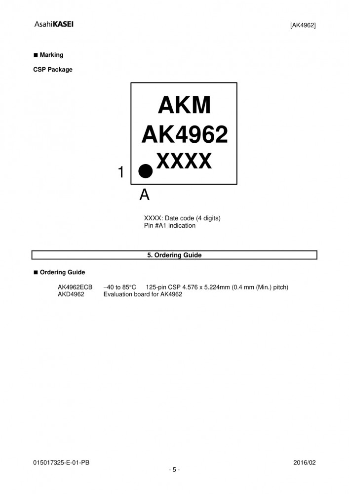 AK4962 technical document page 5