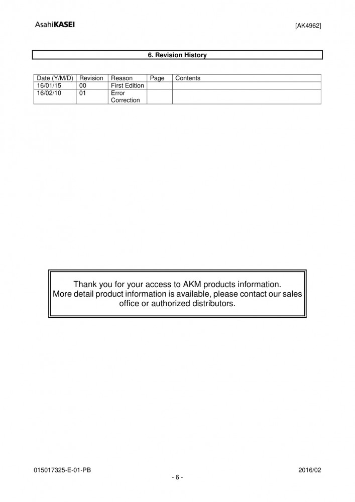 AK4962 technical document page 6