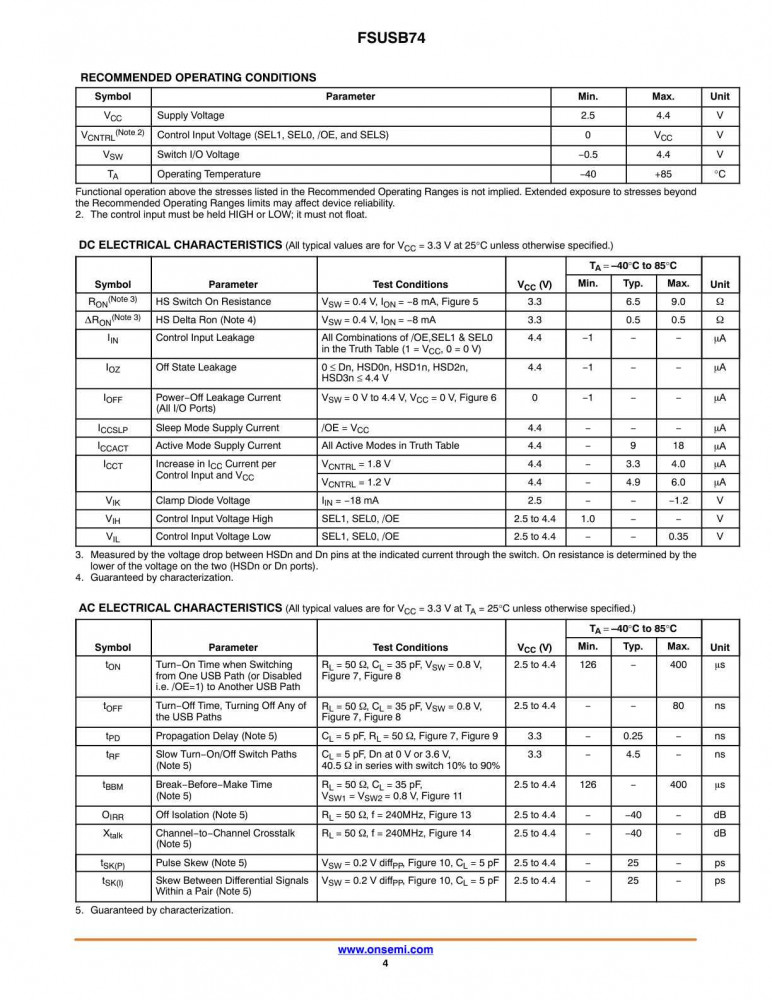 FSUSB74 technical document page 4
