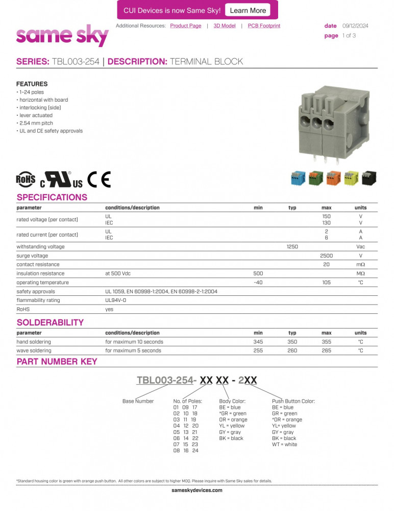 TBL003-254-02GR-2OR datasheet page 1