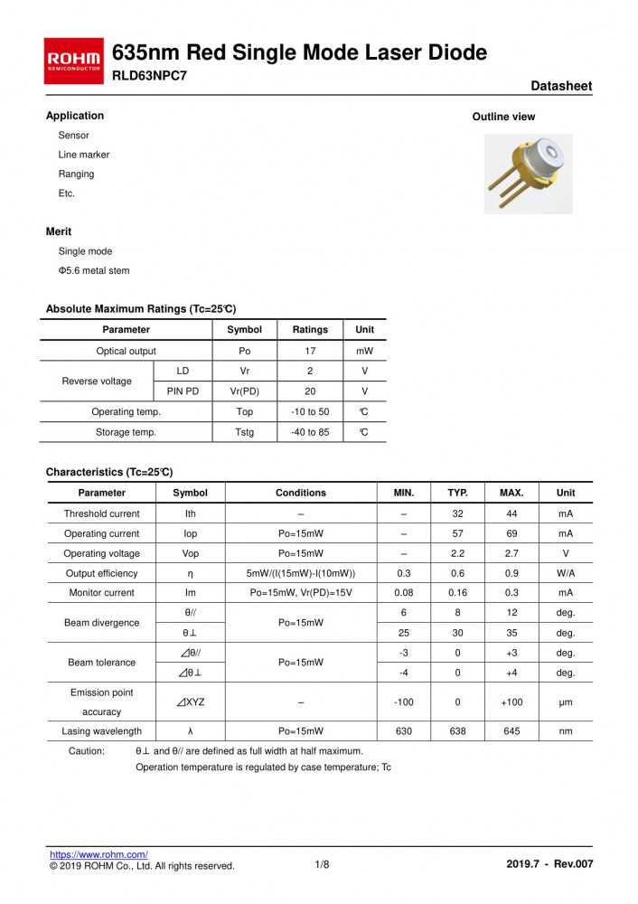 RLD63NPC7-00A datasheet page 1