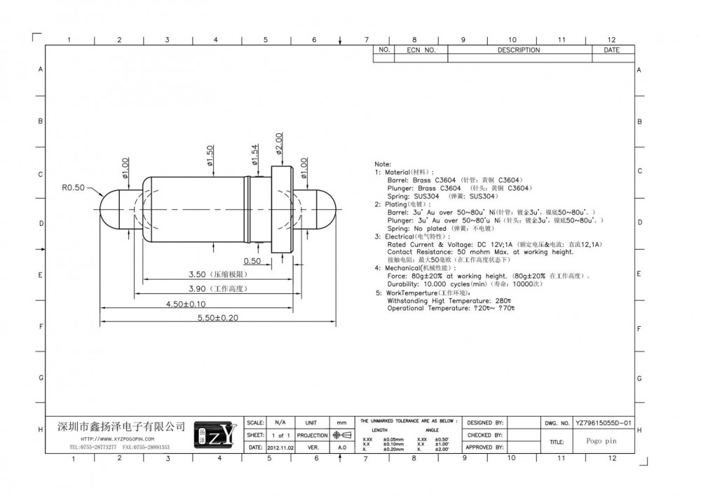 YZ79615055D-01 specification document page 3