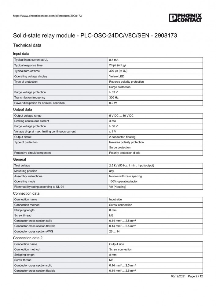 Phoenix Contact 2908173 technical document page 2