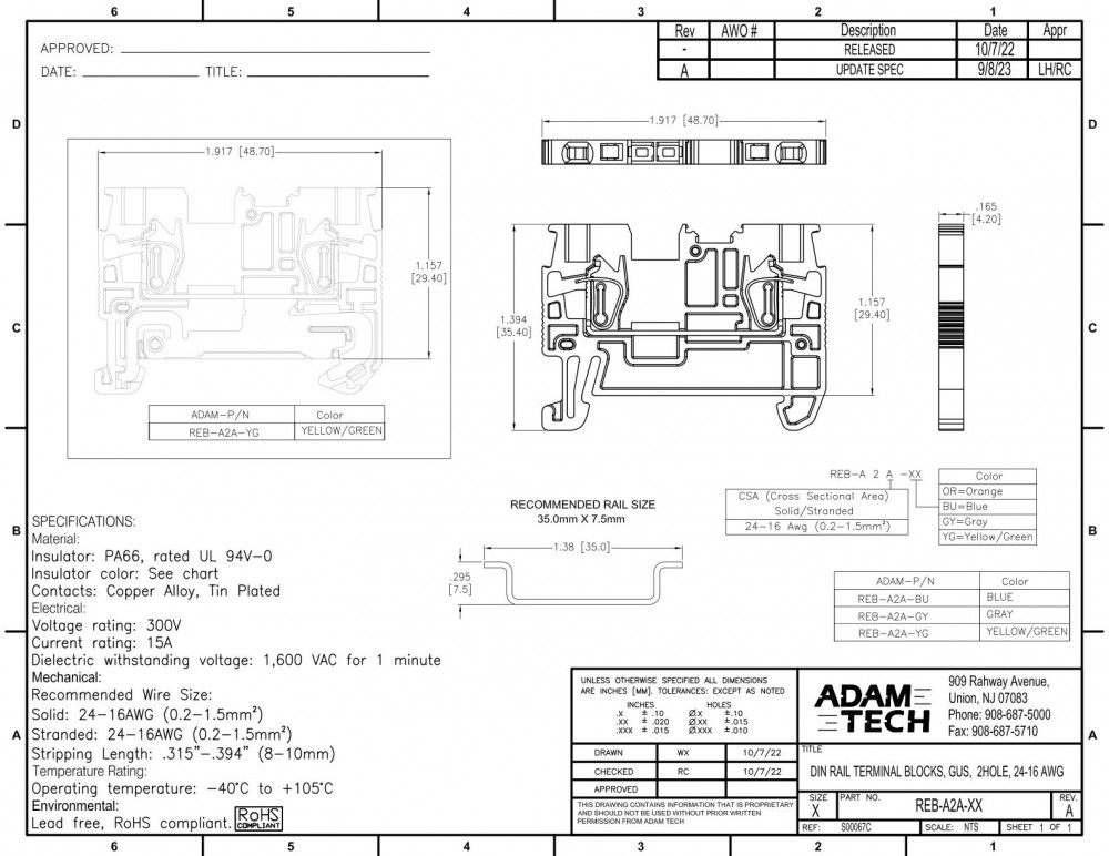 ADAM TECH REB-A2A-XX product drawing and specifications