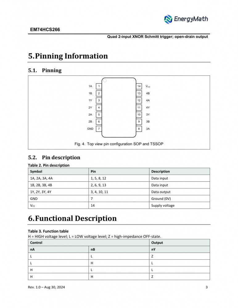 EM74HCS266D datasheet page 3