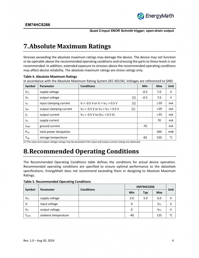EM74HCS266D datasheet page 4