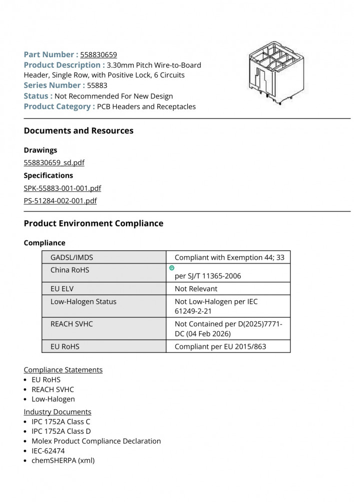 MOLEX 558830659 technical document image 1