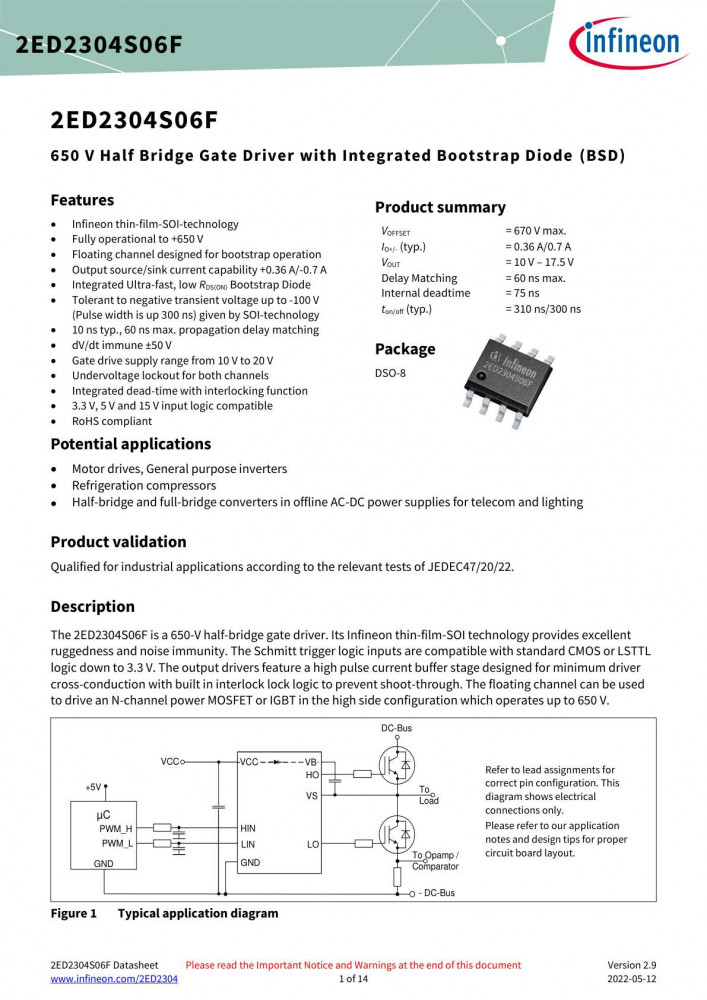 2ED2304S06F datasheet page 1