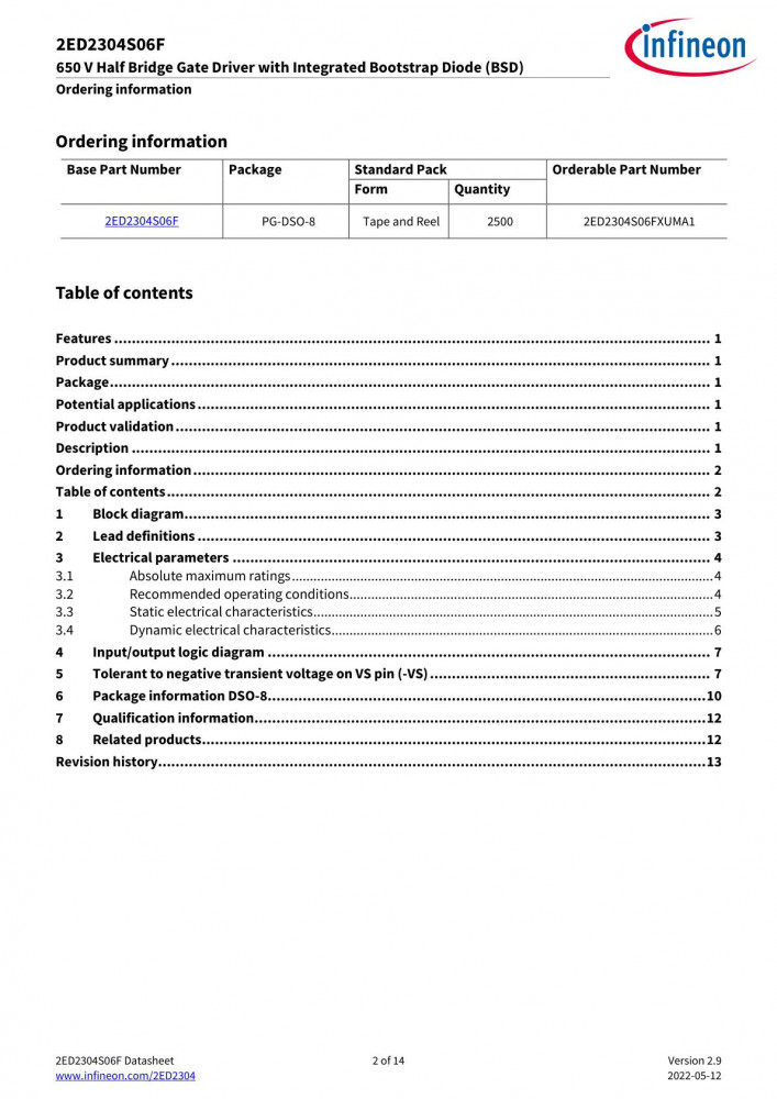 2ED2304S06F datasheet page 2