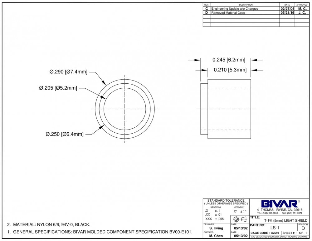 BIVAR LS-1 technical document preview