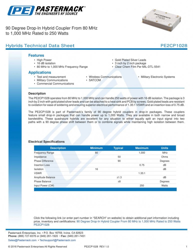 PE2CP1028 datasheet page 1