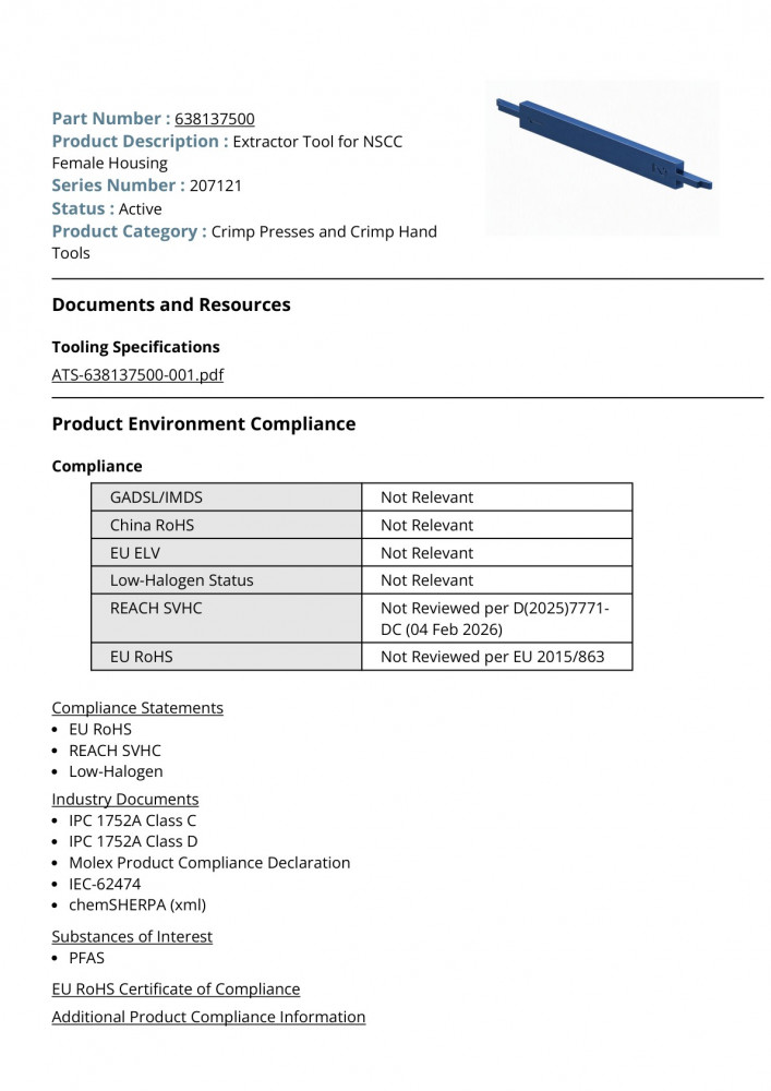 Tooling specification document preview, page 1