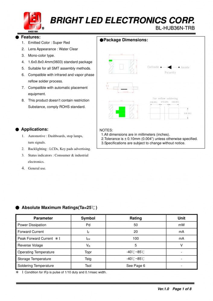 BL-HUB36N-TRB datasheet page 1