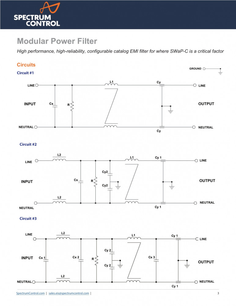 Spectrum Control modular power EMI filter document, page 3