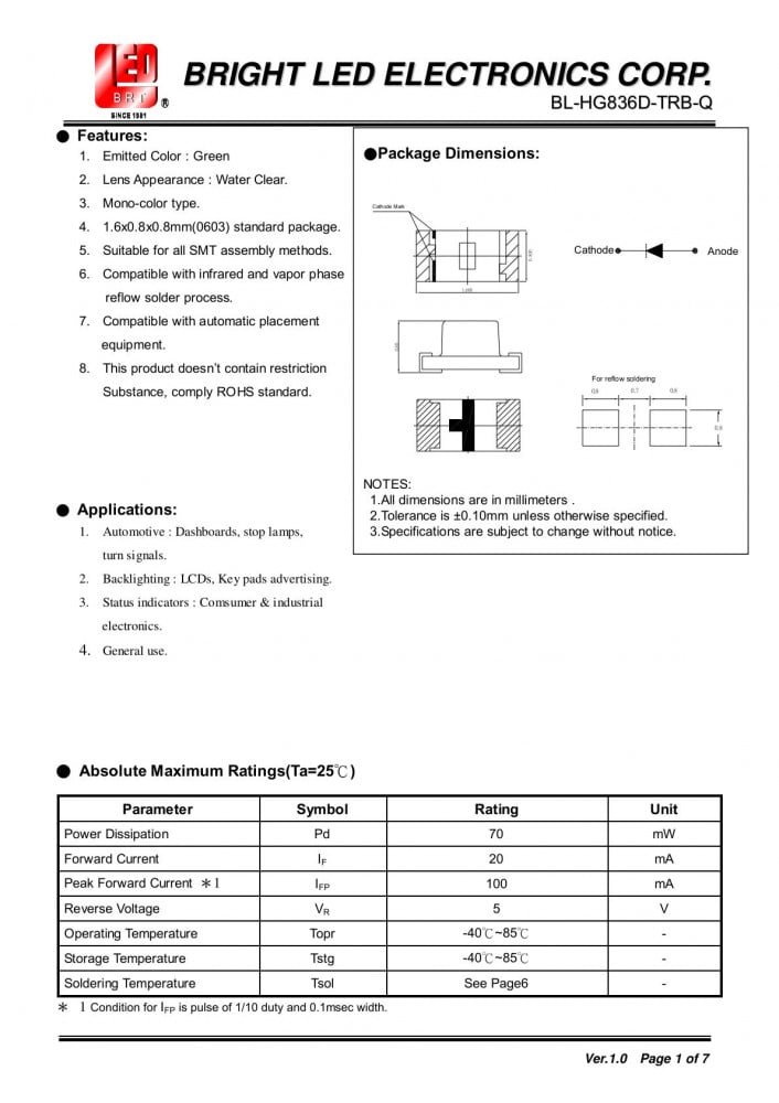 BL-HG836D-TRB-Q technical document page 1