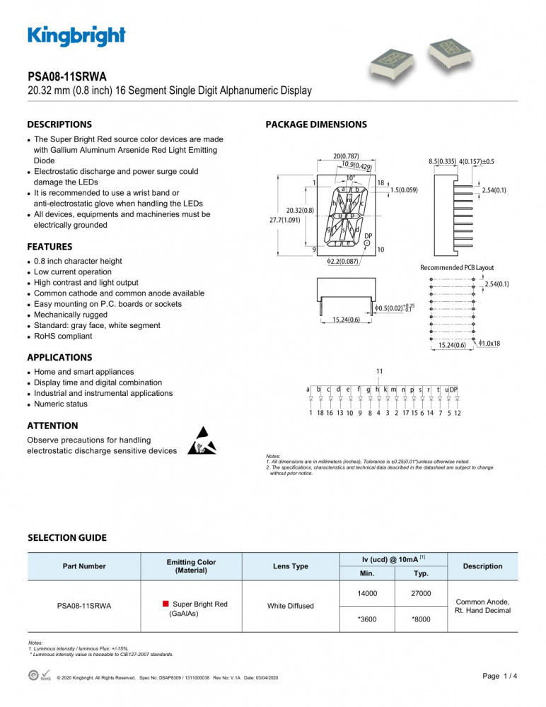 PSA08-11SRWA technical document page 1