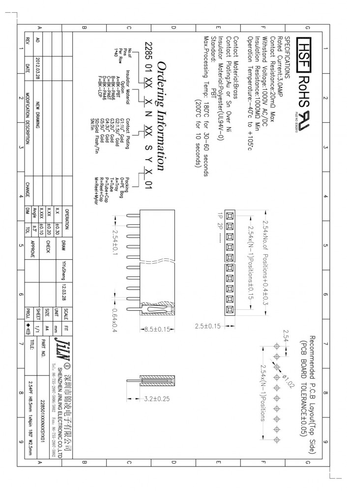 JILN 22850140ANG1SYA01 technical drawing
