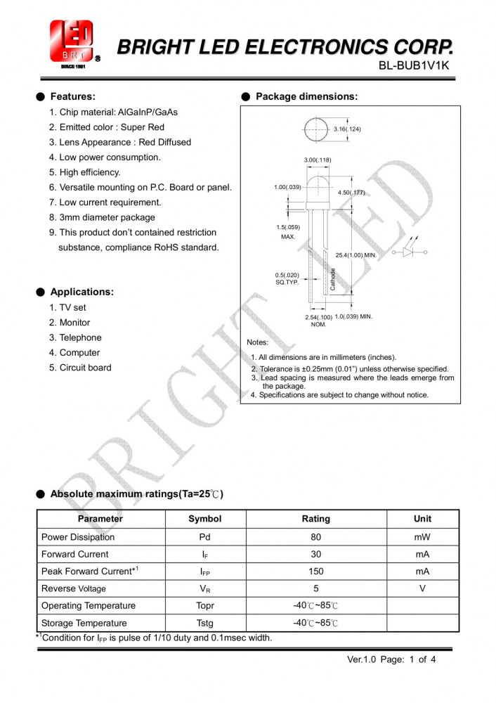 BL-BUB1V1K datasheet page 1