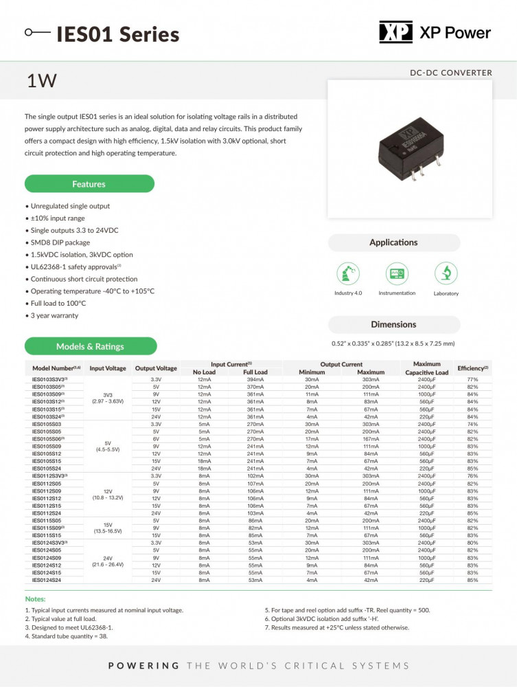IES0105S05-H product datasheet page 1