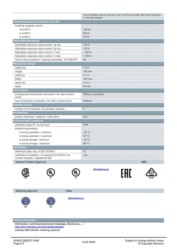 3VA5212-6ED31-1AA0 technical document page 2