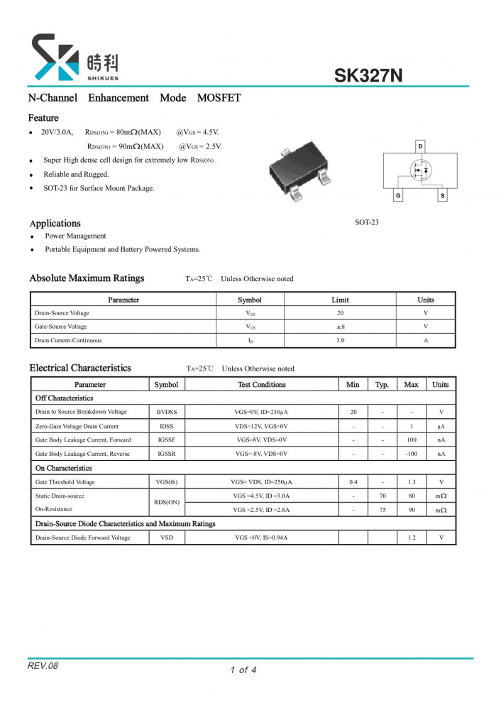 SK327N datasheet page 1