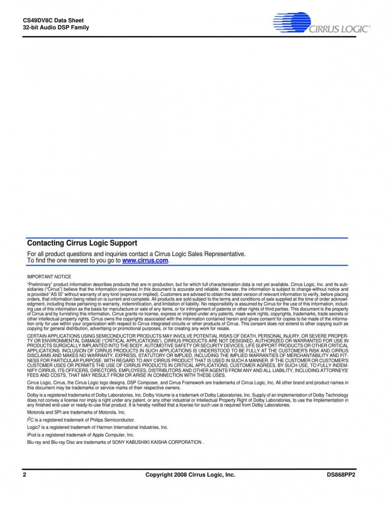 CS49DV8C datasheet page 2