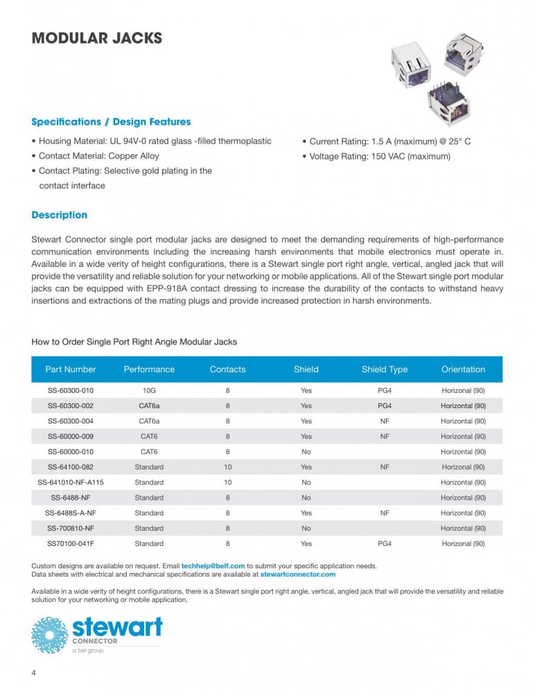 Bel Fuse Stewart Connector catalog page 4