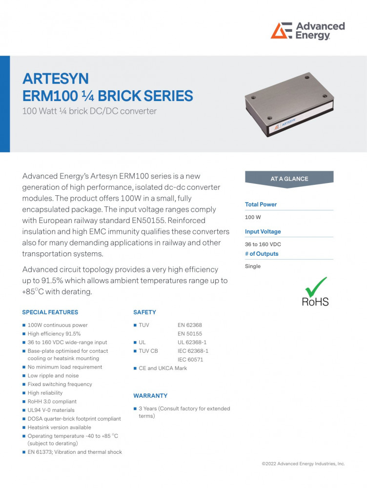 ERM100 datasheet page 1
