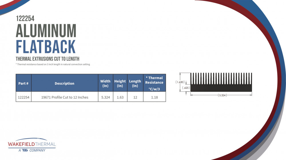 WAKEFIELD 122254 aluminum flatback thermal extrusion product visual