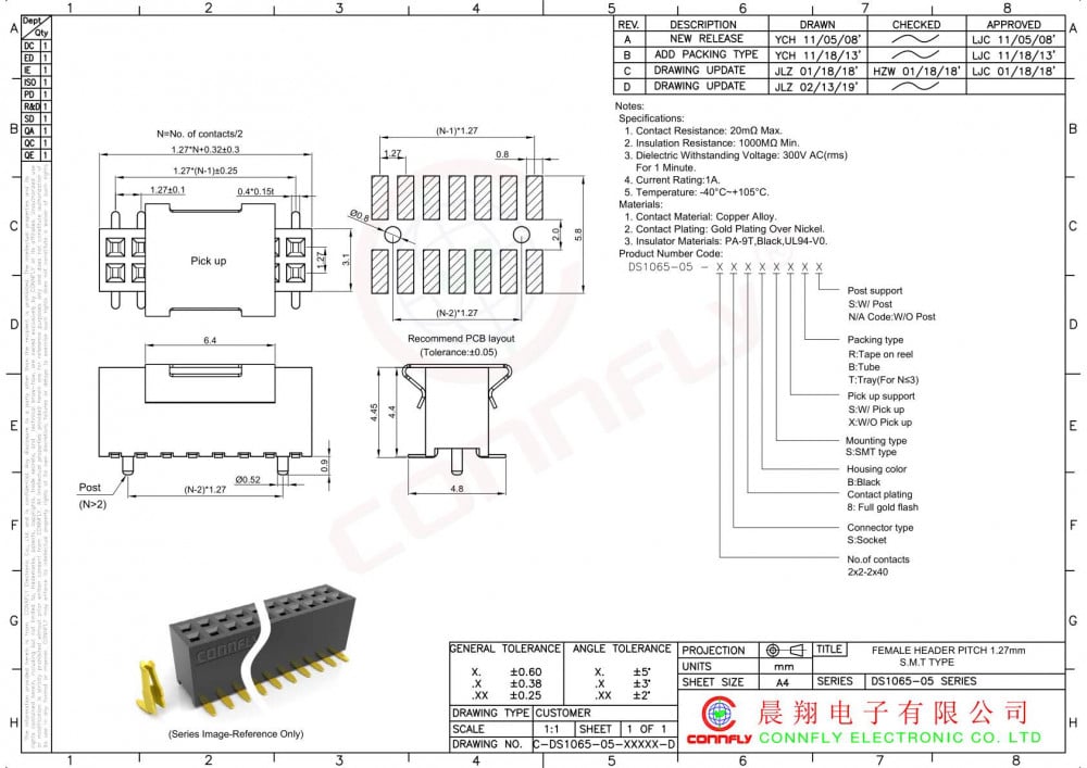 CONNFLY Elec DS1065-05-2x5S8BSSR technical document preview