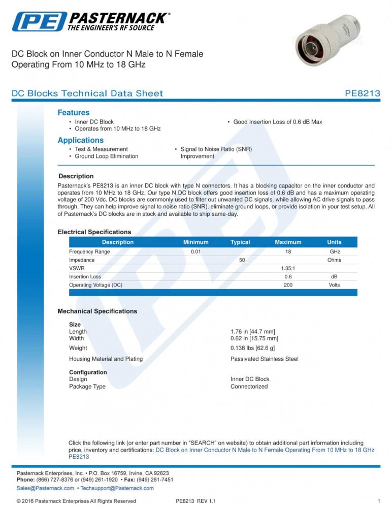 PE8213 technical document page 1