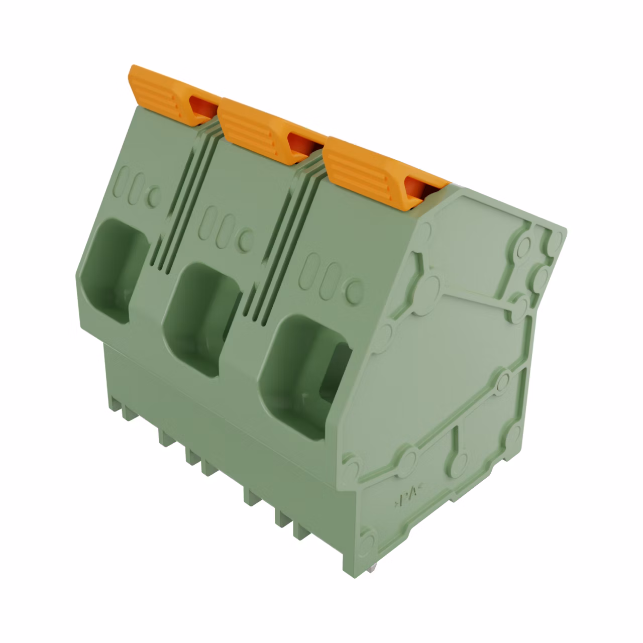 15.00mm Pitch Lever Activated Fixed Mount PCB Terminal Block, 35° Wire Entry, Left Front Terminal, 3 Circuits for sale