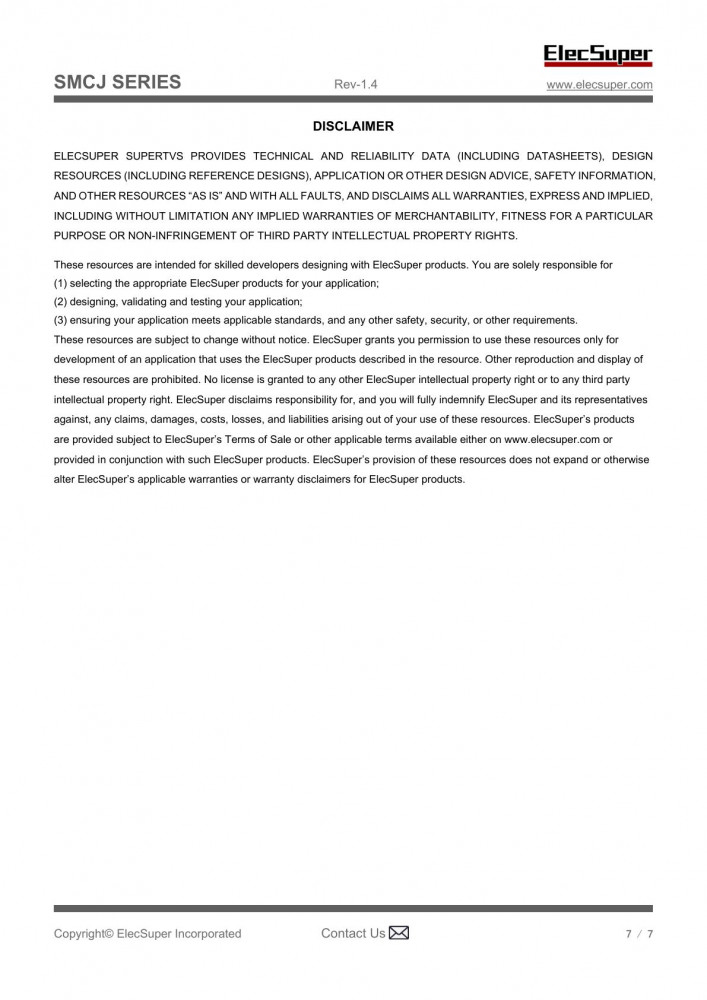 ElecSuper SuperTVS datasheet page 7