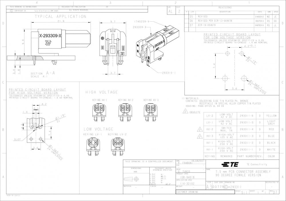TE Connectivity 293311-6 technical drawing preview