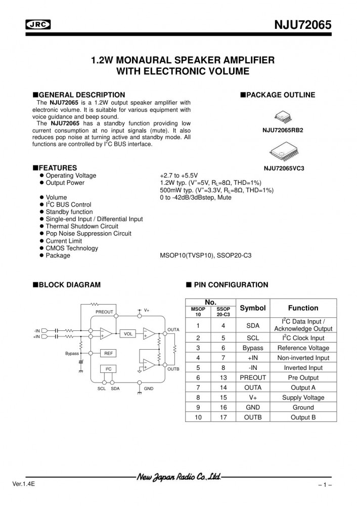 NJU72065 datasheet page 1