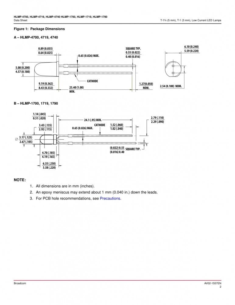 HLMP-1719-A00A2 datasheet page 2