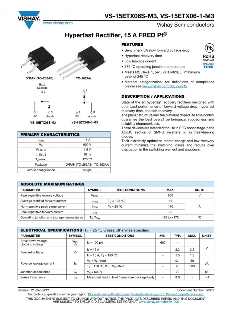 VS-15ETX06 datasheet page 1