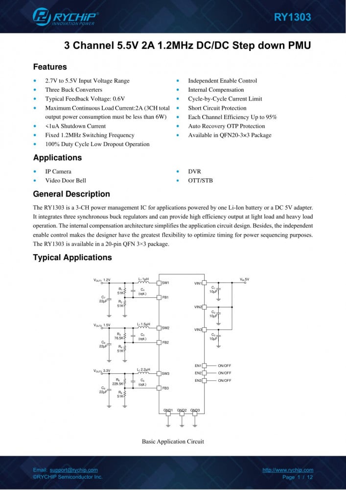 RY1303 datasheet page 1