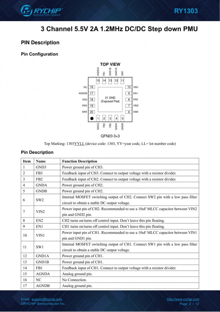 RY1303 datasheet page 2
